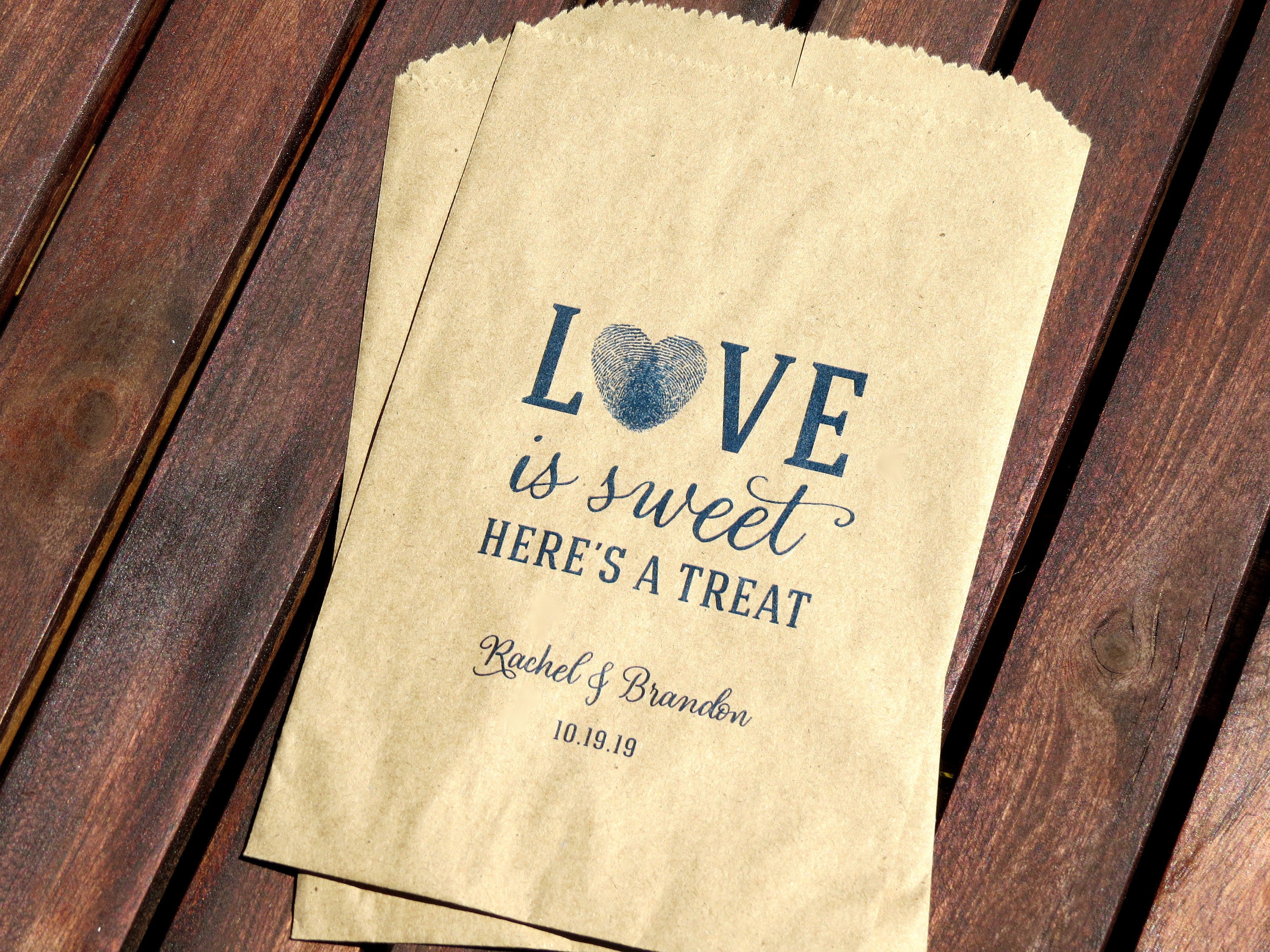Set of 25 Personalized Custom Love is Sweet Wedding Favor Treat Bags ...