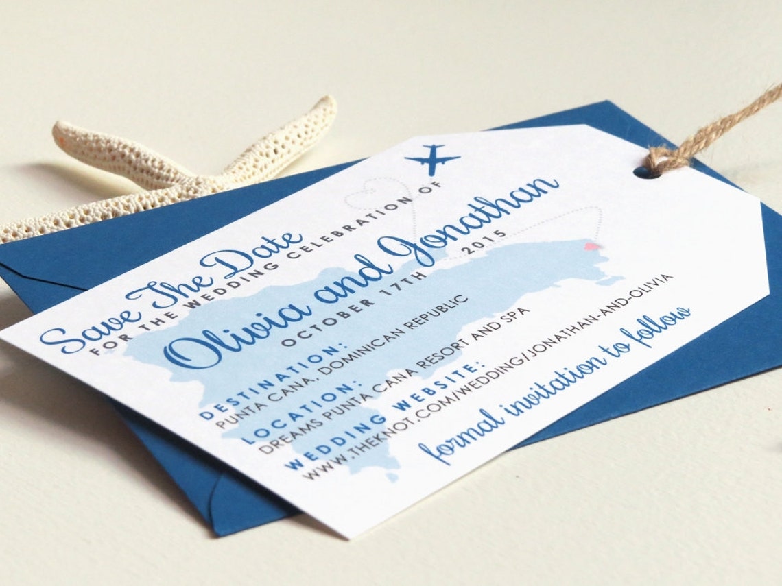 Luggage Tag Save the Dates - Printed With Envelopes - for Destination ...