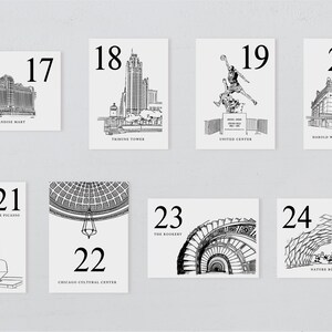 Chicago Landmark Table Number Cards Chicago Icon Illustration Drawings ...