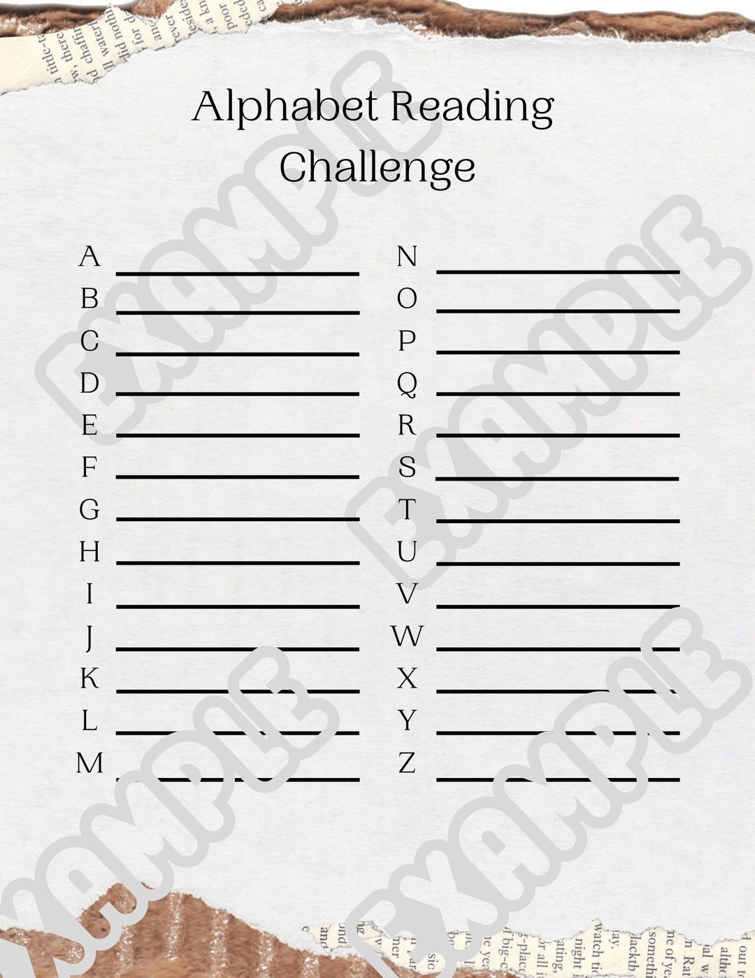 Alphabet Reading Challenge Digital Download PDF - Etsy