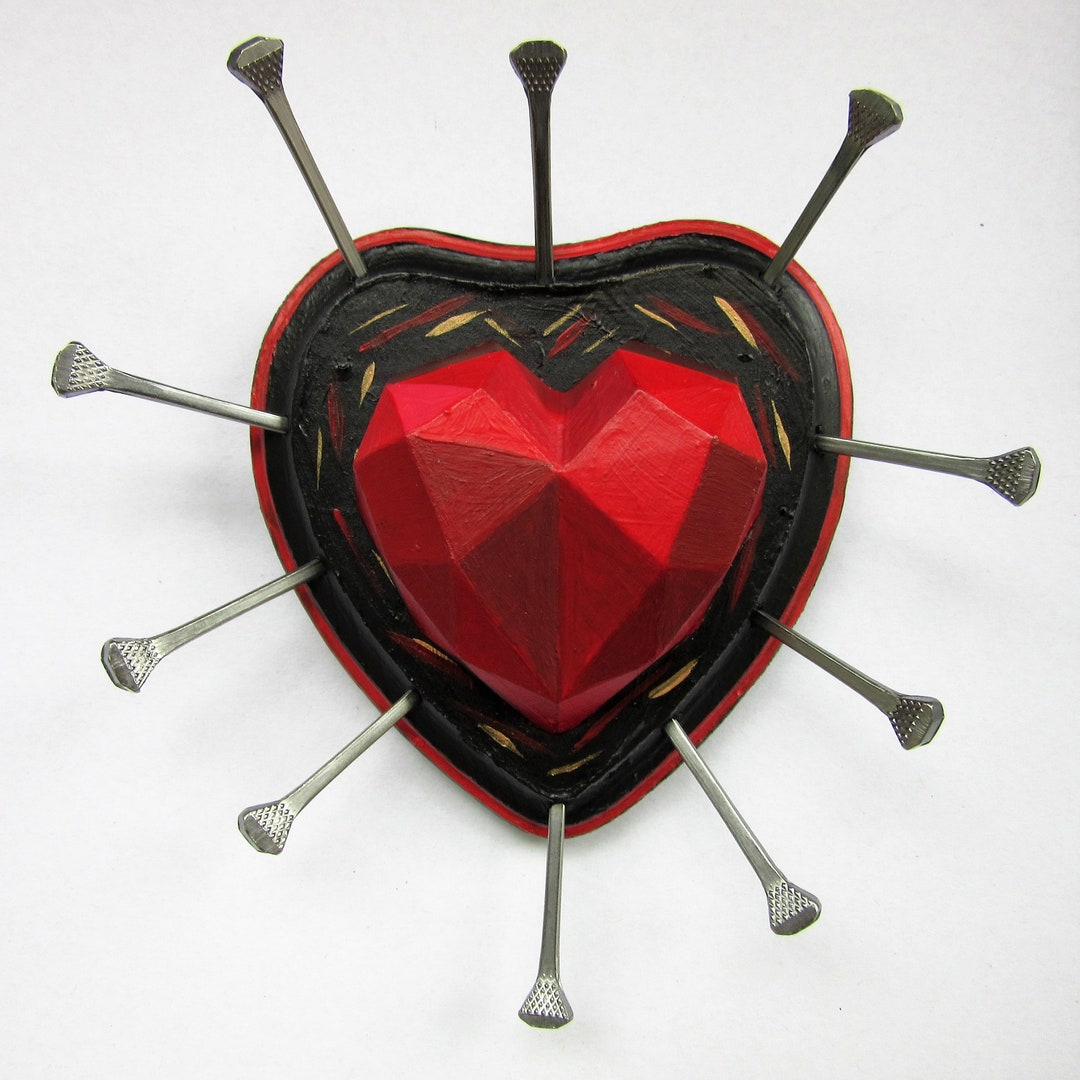 Diamond Heart With Nails - Etsy