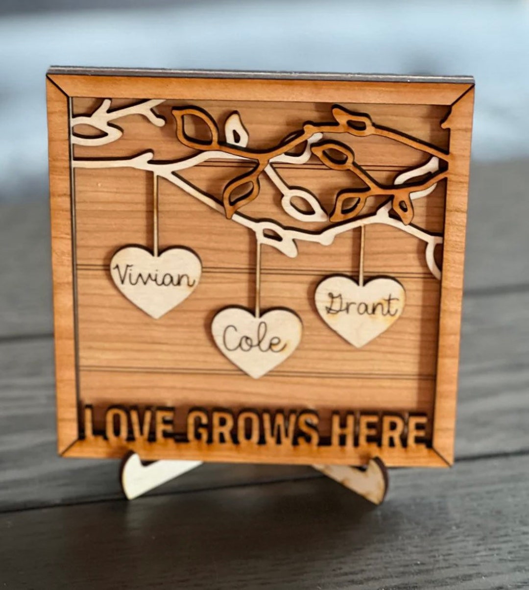 Personalized Engraved Wood Frame, Grandchildren Names Gift - Etsy