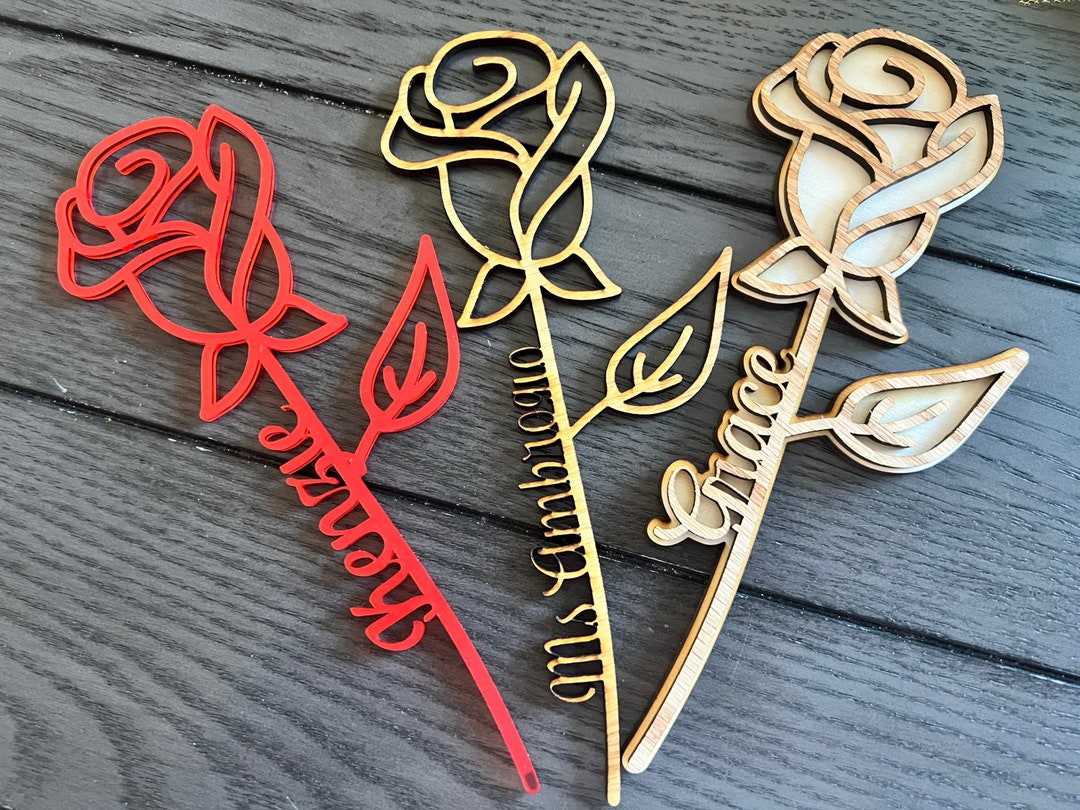 Custom Rose, Valentine Gift, Wood Rose, Wooden Roses, Acrylic Rose ...