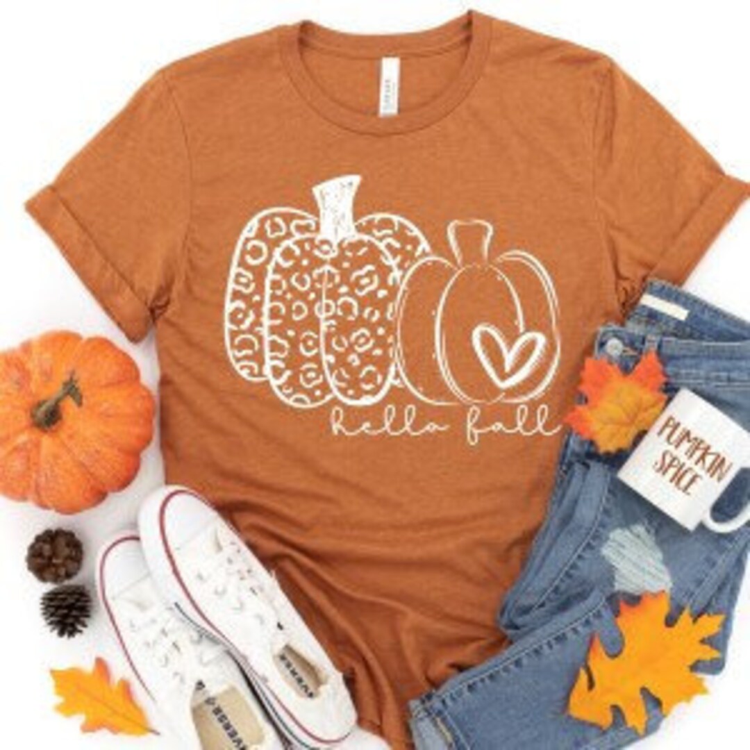 Fall Tshirt, Hello Fall, Pumpkin Tee, Leopard, Thanksgiving Tee ...