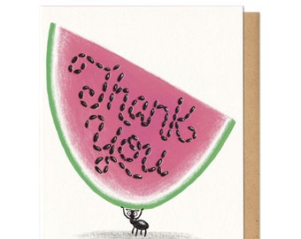 Thank You Watermelon Greeting Card - Etsy