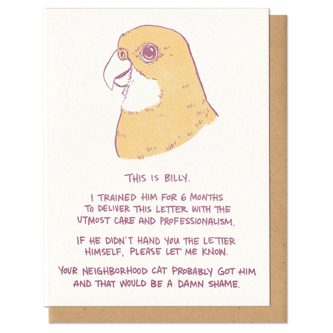 Billy the Parrot Greeting Card - Etsy