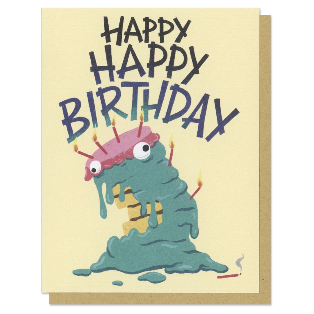 Birthday Cake Monster Greeting Card - Etsy