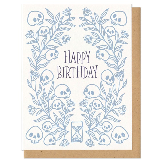 Happy Birthday Skulls Greeting Card | Etsy