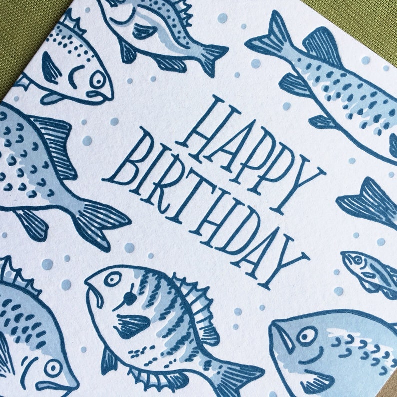 Happy Birthday Fish Greeting Card - Etsy