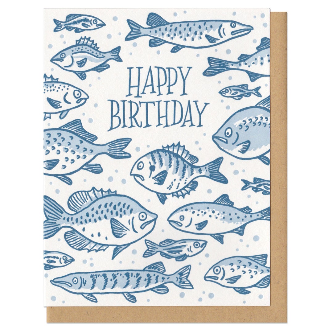 Happy Birthday Fish Greeting Card - Etsy