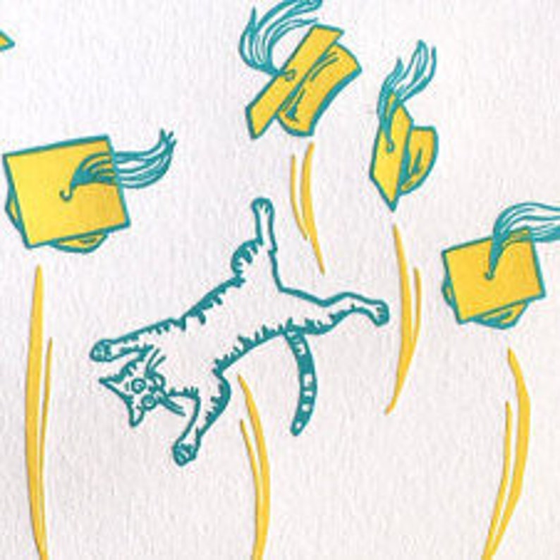 Graduation Cap/Cat Toss Greeting Card | Etsy