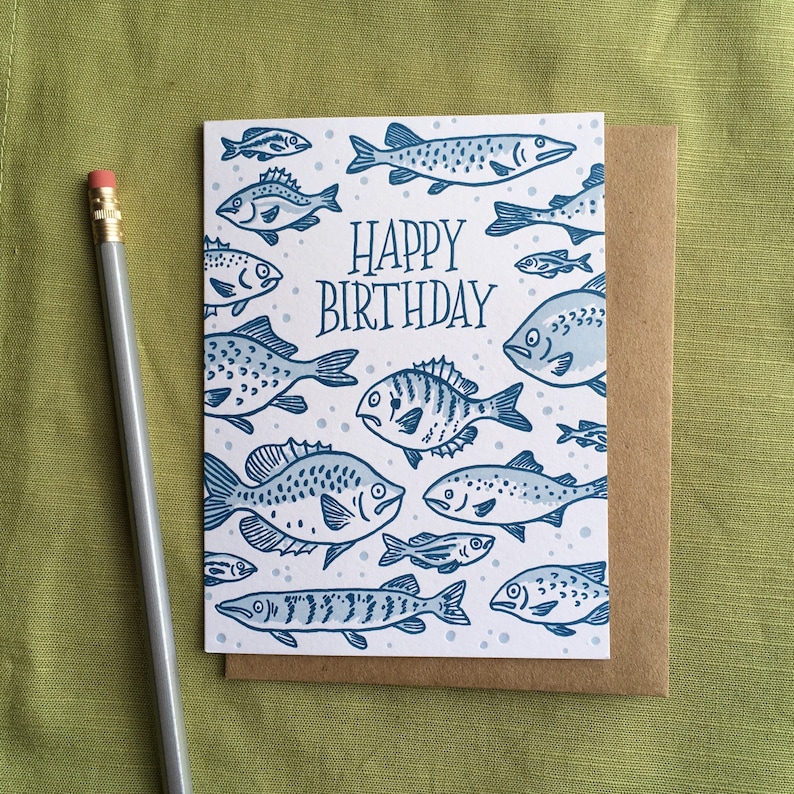 Happy Birthday Fish Greeting Card - Etsy