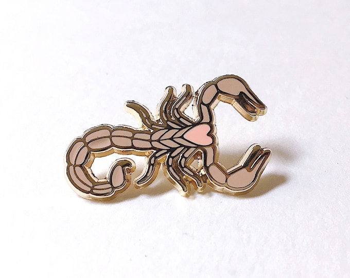 Scorpion Enamel Lapel Pin, Sand, 1.2" Hard Enamel Pin in Gold Color ...