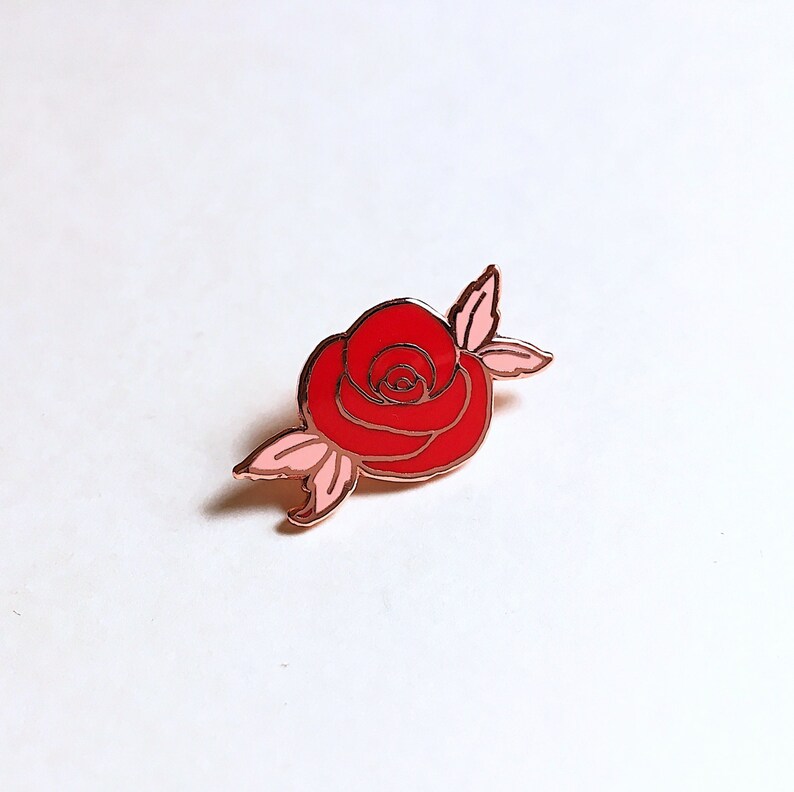 Desert Rose Enamel Pin 1 Hard Enamel Rose Gold Red And Etsy