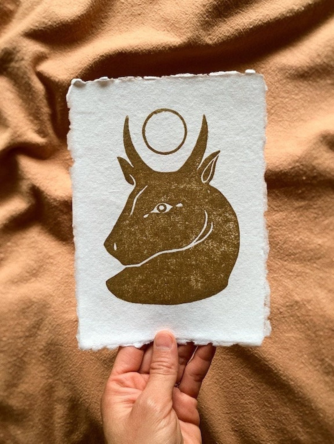 Toro 5x7" Block Print, Bull Linocut Art Print, Desert Artwork, Mexican ...