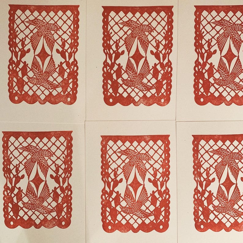 Papel Picado Block Print | 8.5" X 11" Linocut Art Print, Printmaking ...