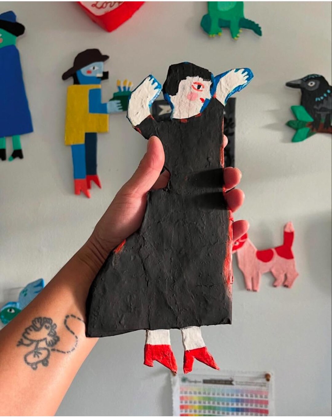 Paper Mache Man and Crow - Etsy