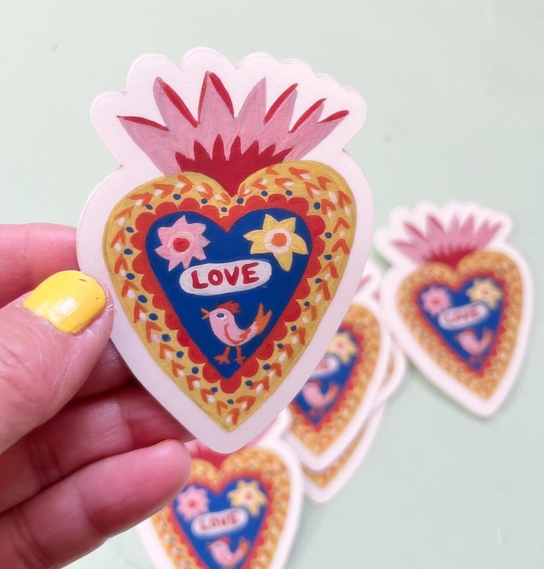 Flaming Heart Sticker - Etsy