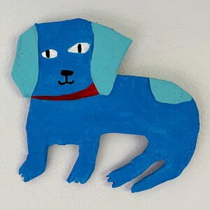 Paper Mache Blue Dog - Etsy