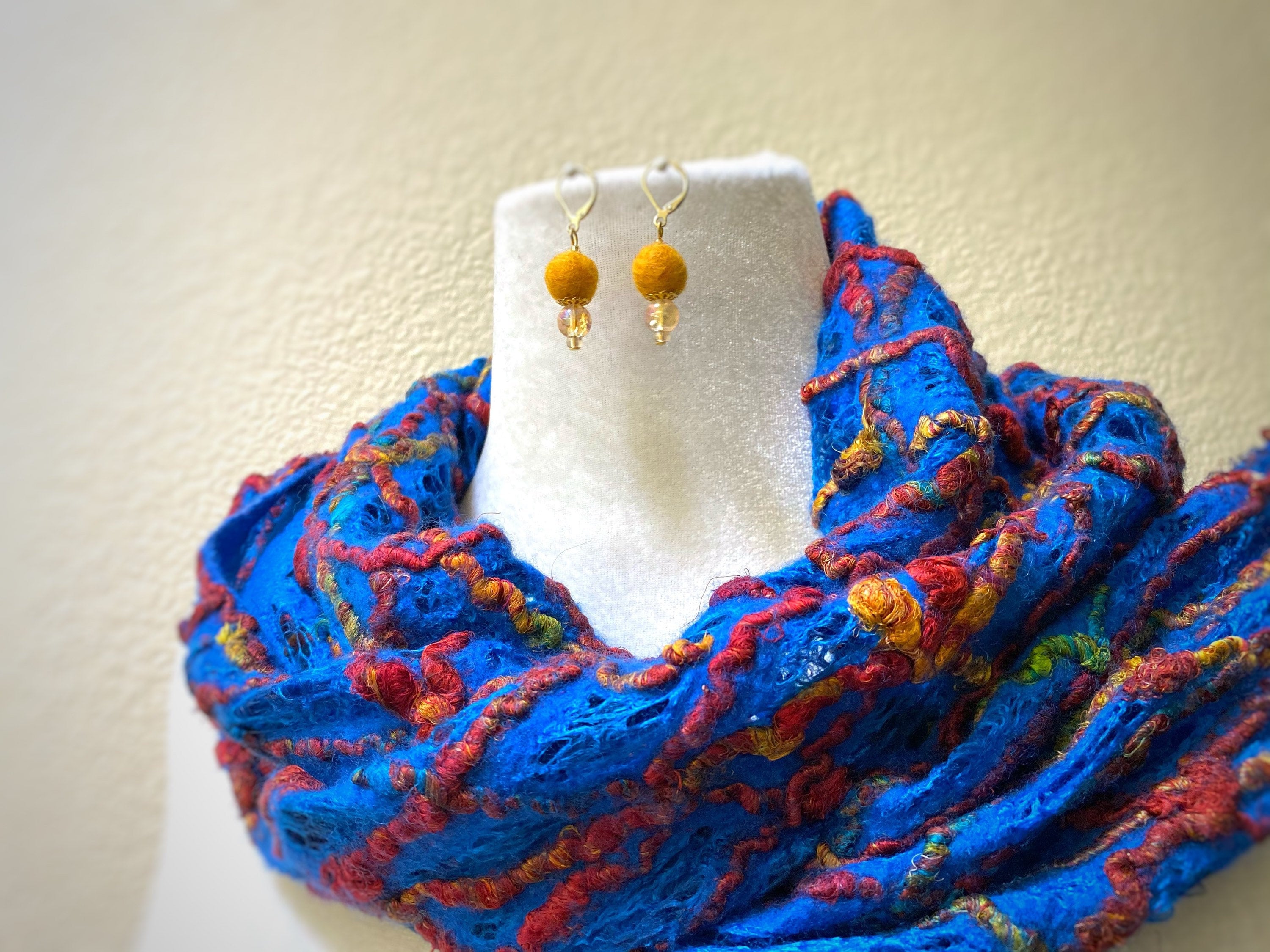 Wool scarf Blue scarf Kerchief Triangle Bright Blue Lattice | Etsy