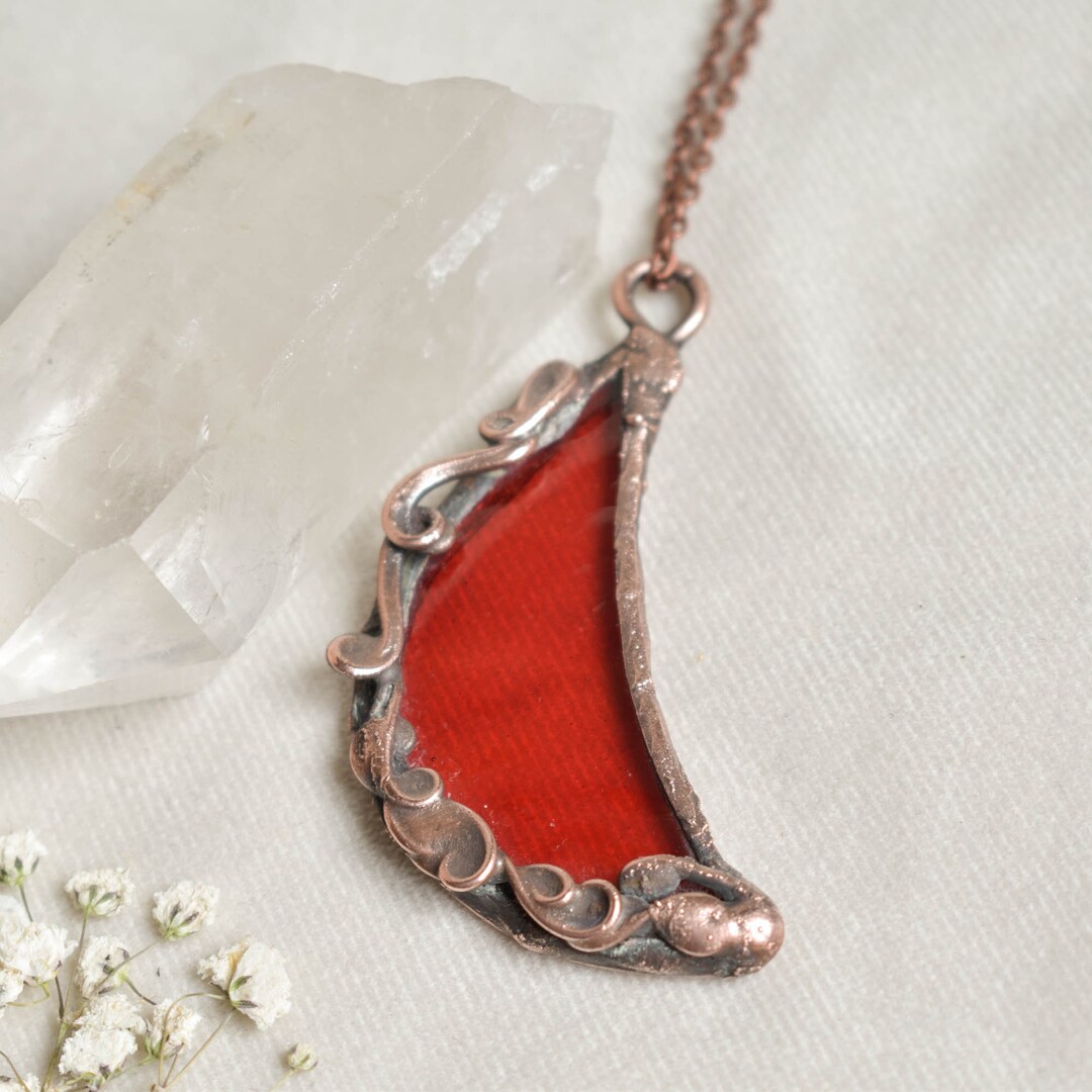 Red Moon Necklace, Blood Moon, Statement Jewelry, Celestial Jewlery ...
