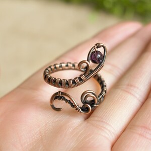Purple Ring, Snake Ring, Copper Ring, Elven Jewelry, Witchy Ring ...