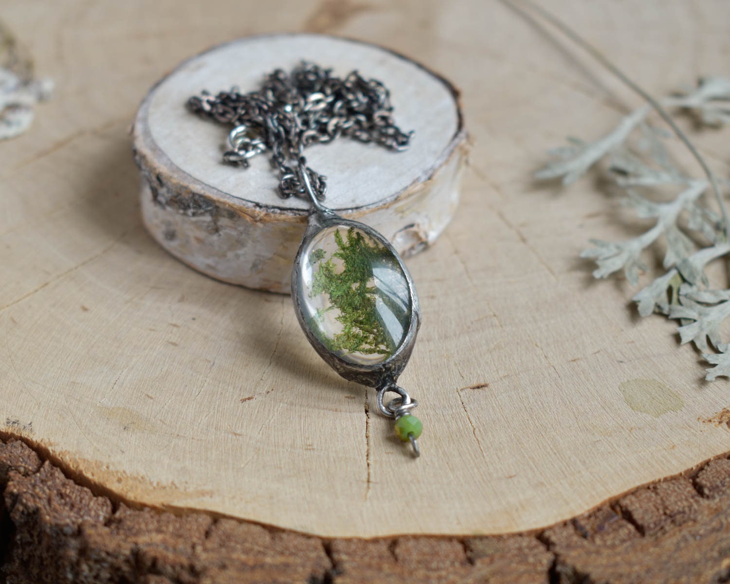 Real Moss Necklace, Real Moss Pendant, Preserved Flowers, Botanical ...