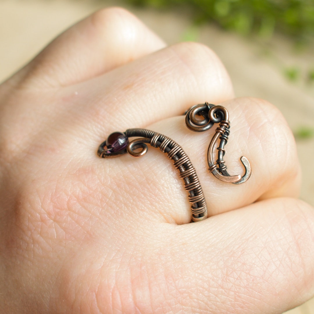 Purple Ring, Snake Ring, Copper Ring, Elven Jewelry, Witchy Ring ...