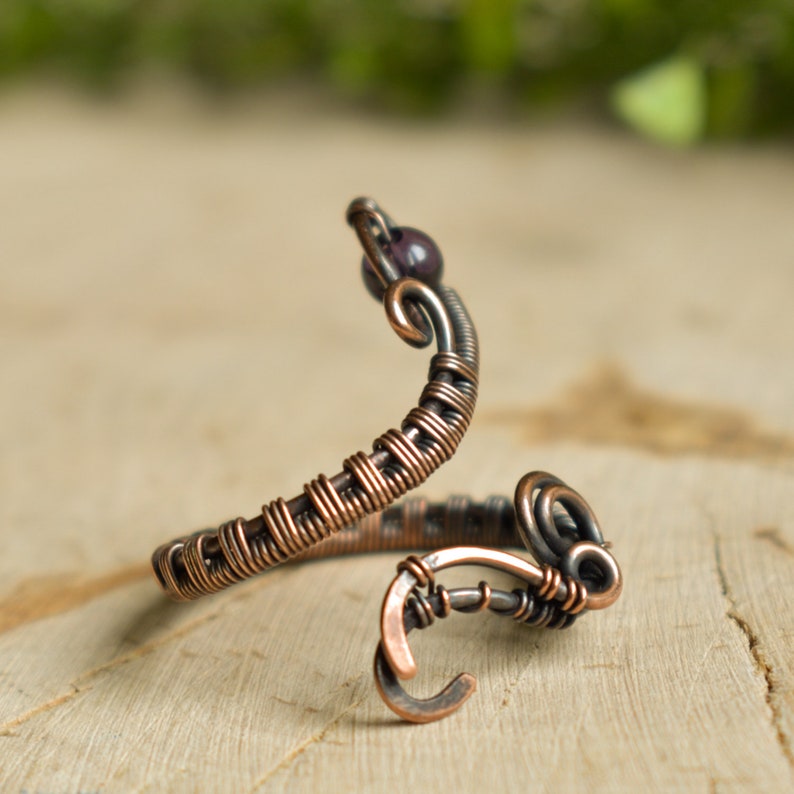 Purple Ring, Snake Ring, Copper Ring, Elven Jewelry, Witchy Ring ...