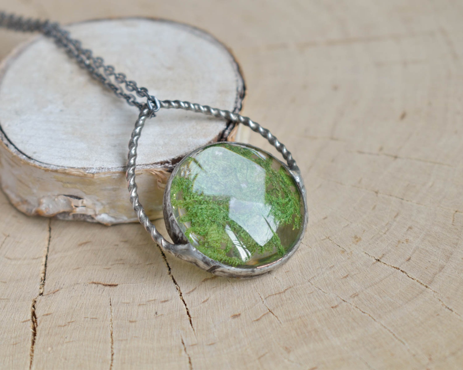 Real Moss Necklace Preserved Flowers Witchy Jewelry - Etsy