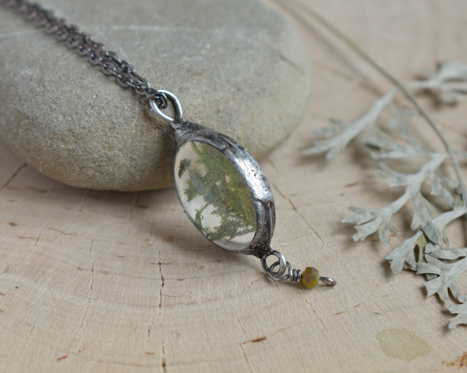 Real Moss Necklace, Real Moss Pendant, Preserved Flowers, Botanical ...