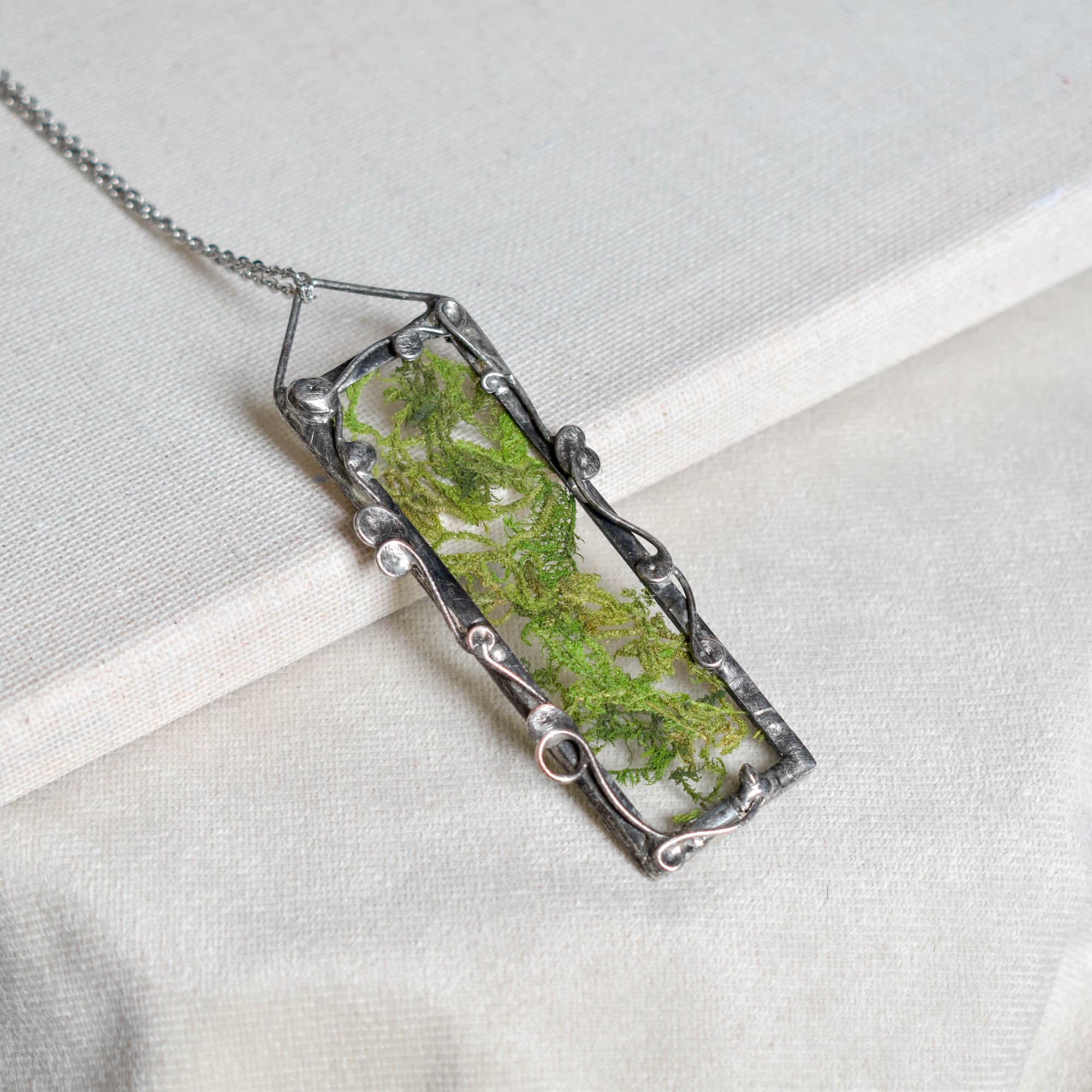 Real Moss Necklace, Pressed Flower Frame, Romantic Necklace, Nature ...