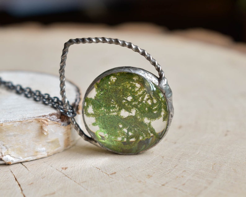 Real Moss Necklace Preserved Flowers Witchy Jewelry | Etsy
