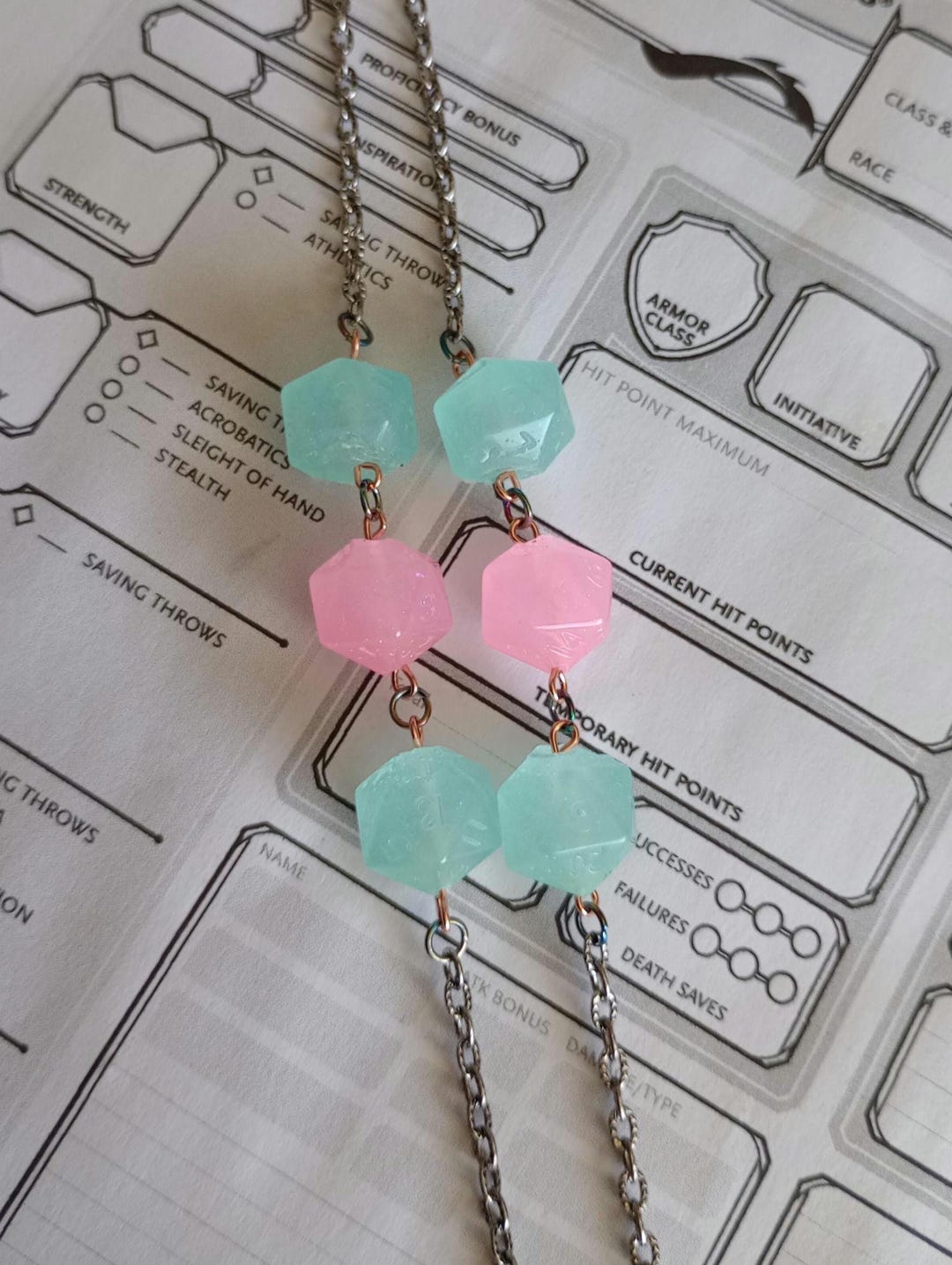 DND Mini D20 Glowing Glasses Chains - Etsy