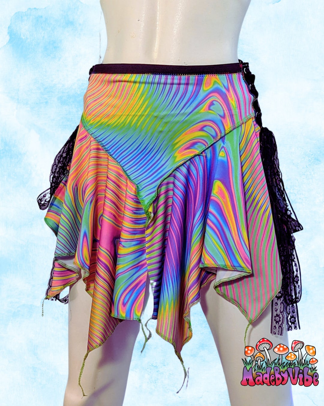 Prismatic Pixie Skirt | Made-to-order Rave Fairy Skirt | Rainbow Swirl ...
