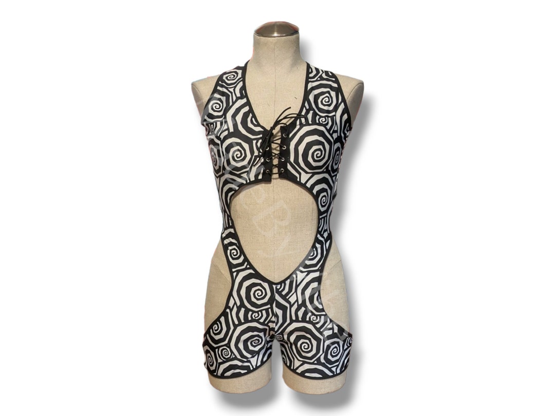 Made to Order Spiral Cut Out Playsuit Bodysuit Romper Rave Festival ...