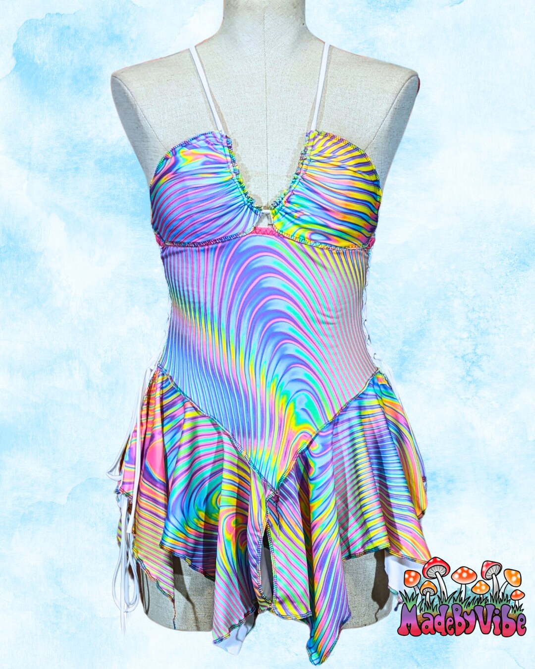 Prismatic Pixie Dress | Made to Order Rave Fairy Dress | Rainbow Swirl ...