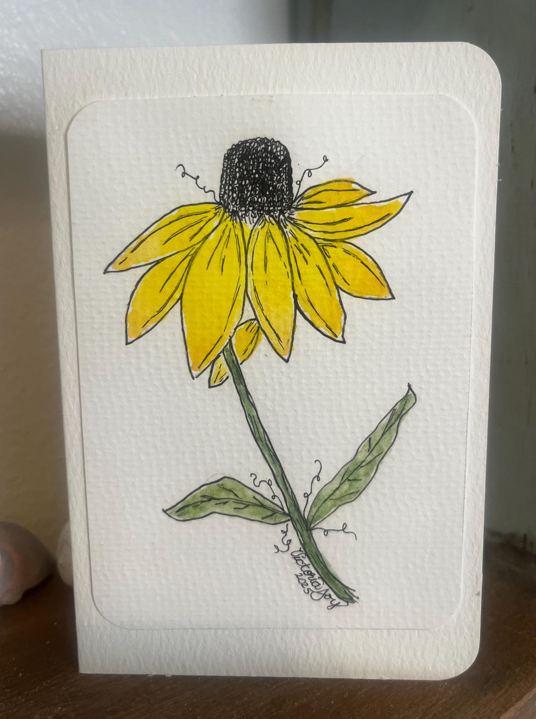 Original Black Eyed Susan Watercolor Note Card: Floral Art, Archival ...