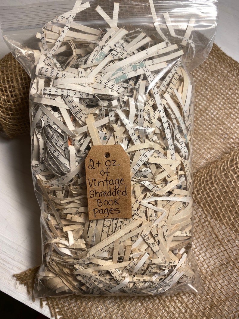 Vintage BOOK Shreds Farmhouse Decor Shredded Book Text Shipping Shreds ...