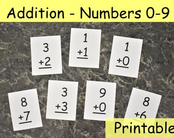 Subtraction Flash Cards Numbers 0-9 Printable Math Facts | Etsy