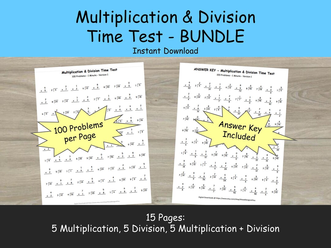 BUNDLE - Multiplication and Division Worksheets - Mad Math Minute ...