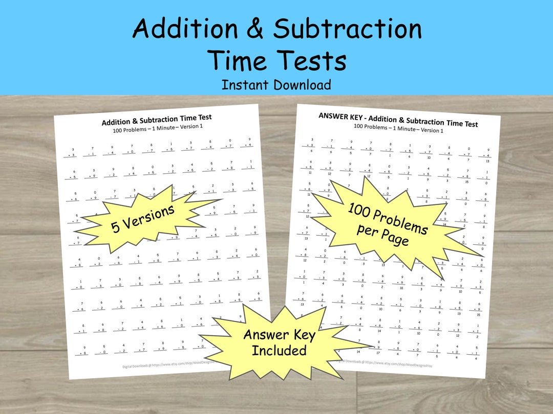 Addition and Subtraction Mixed Worksheets - Mad Math Minute - First and ...
