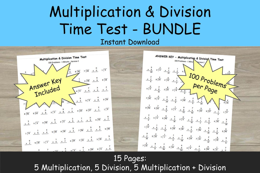 BUNDLE Multiplication and Division Worksheets Mad Math - Etsy