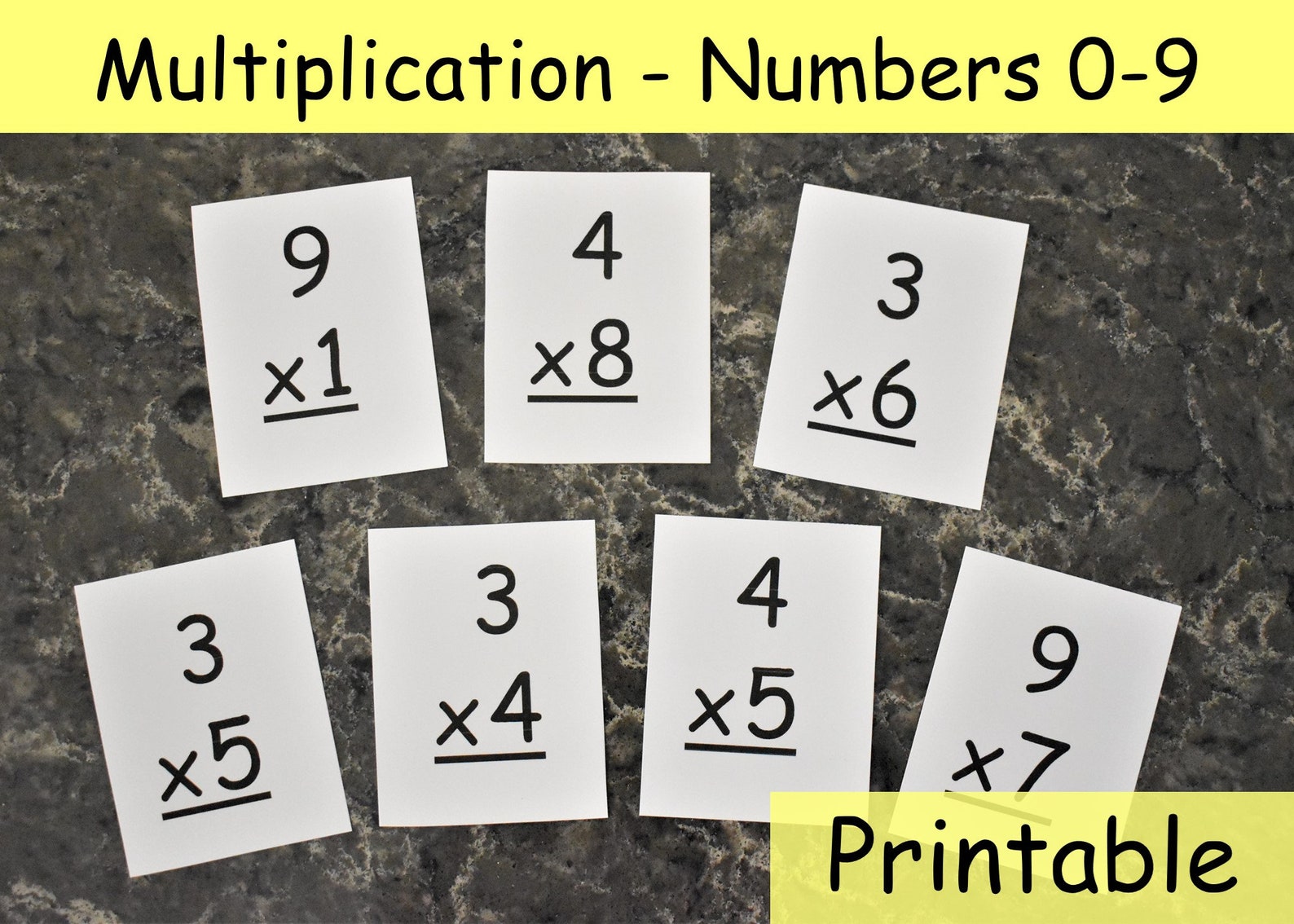 Multiplication Flash Cards Numbers 0-9 Printable Math Facts | Etsy