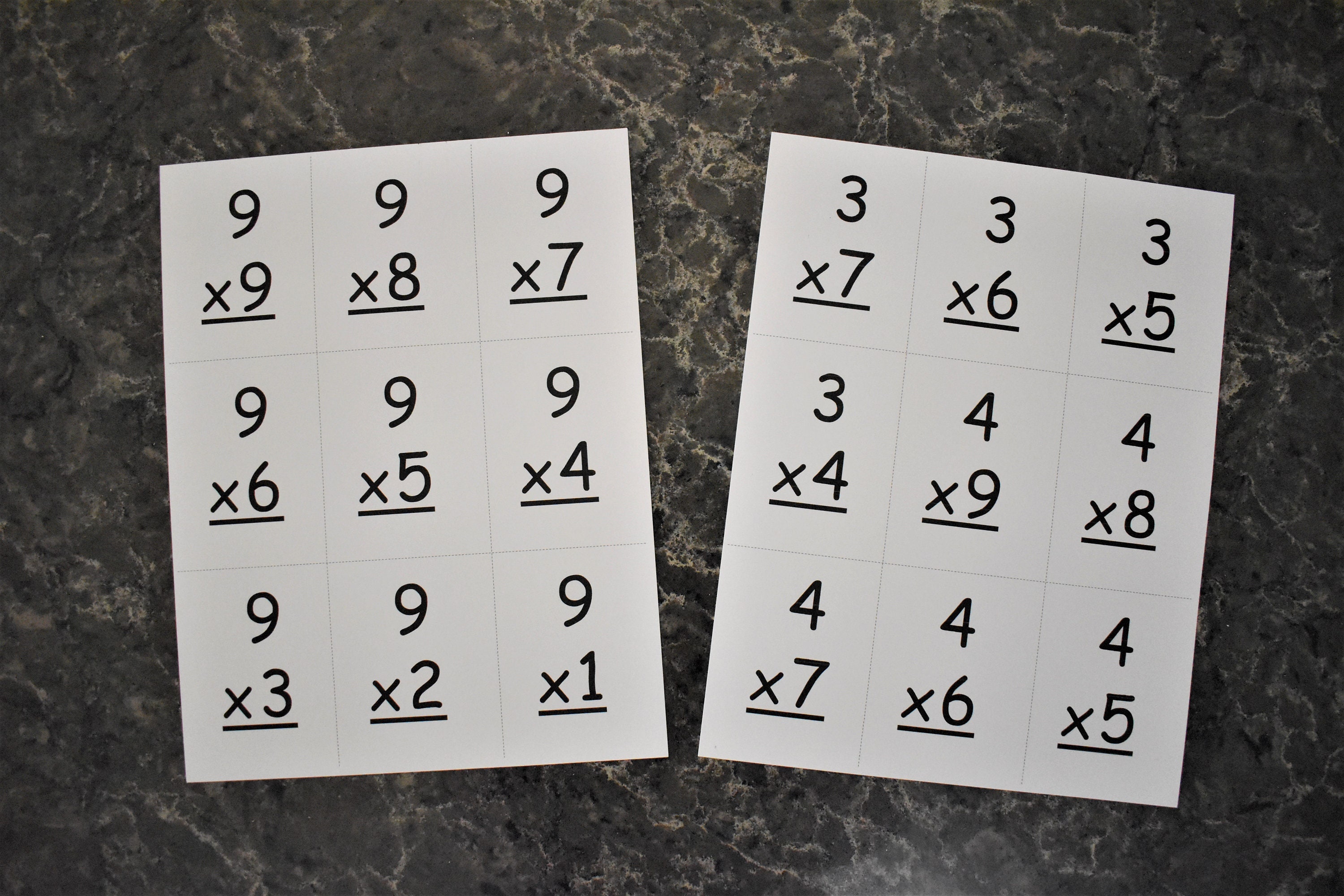 Multiplication Flash Cards Numbers 0-9 - Printable Math Facts - Around ...
