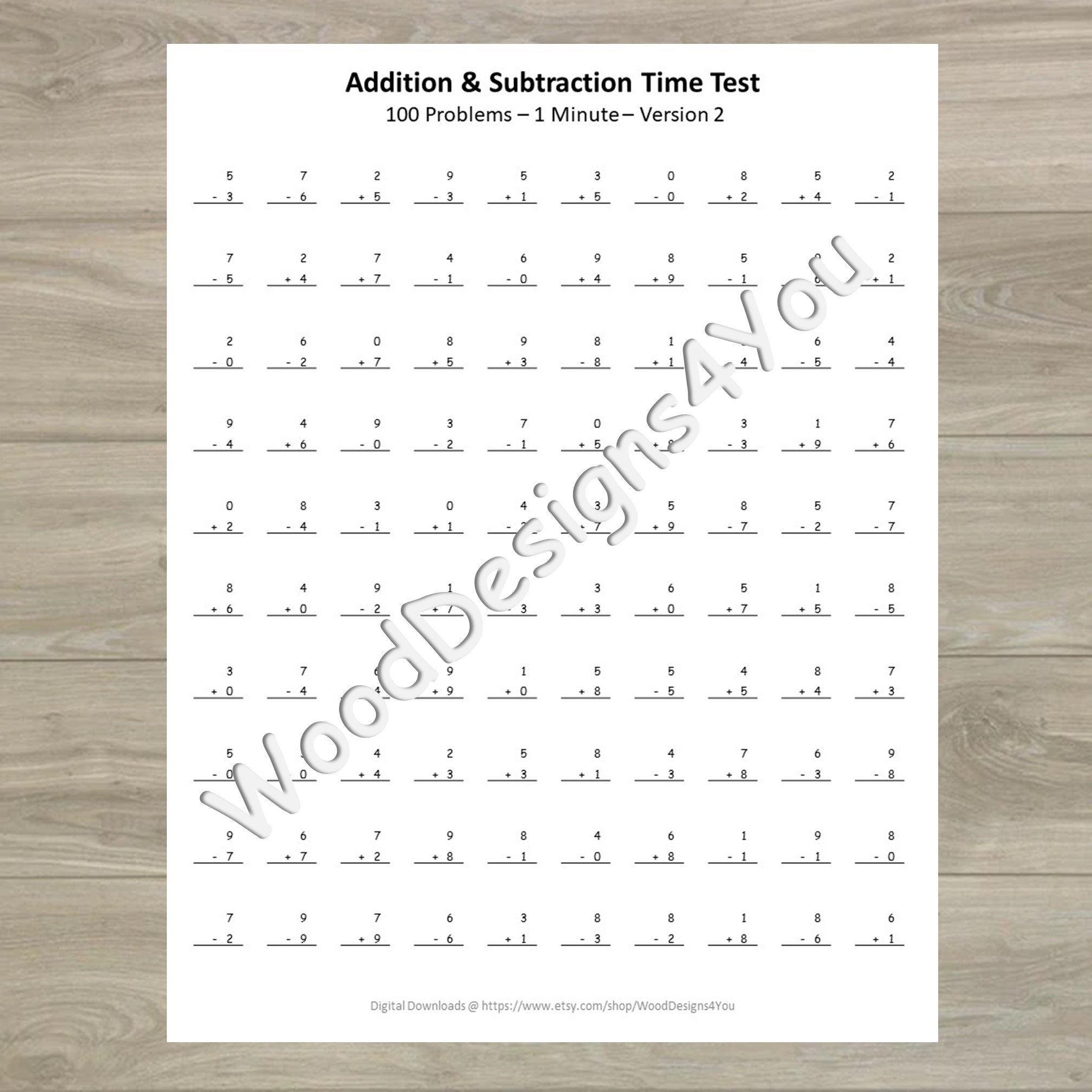 Mad Minutes Addition Worksheets Addition 1 Minute Drill: 10 Math