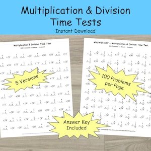 Multiplication and Division Time Test - Mixed Mad Math Minute - Third ...