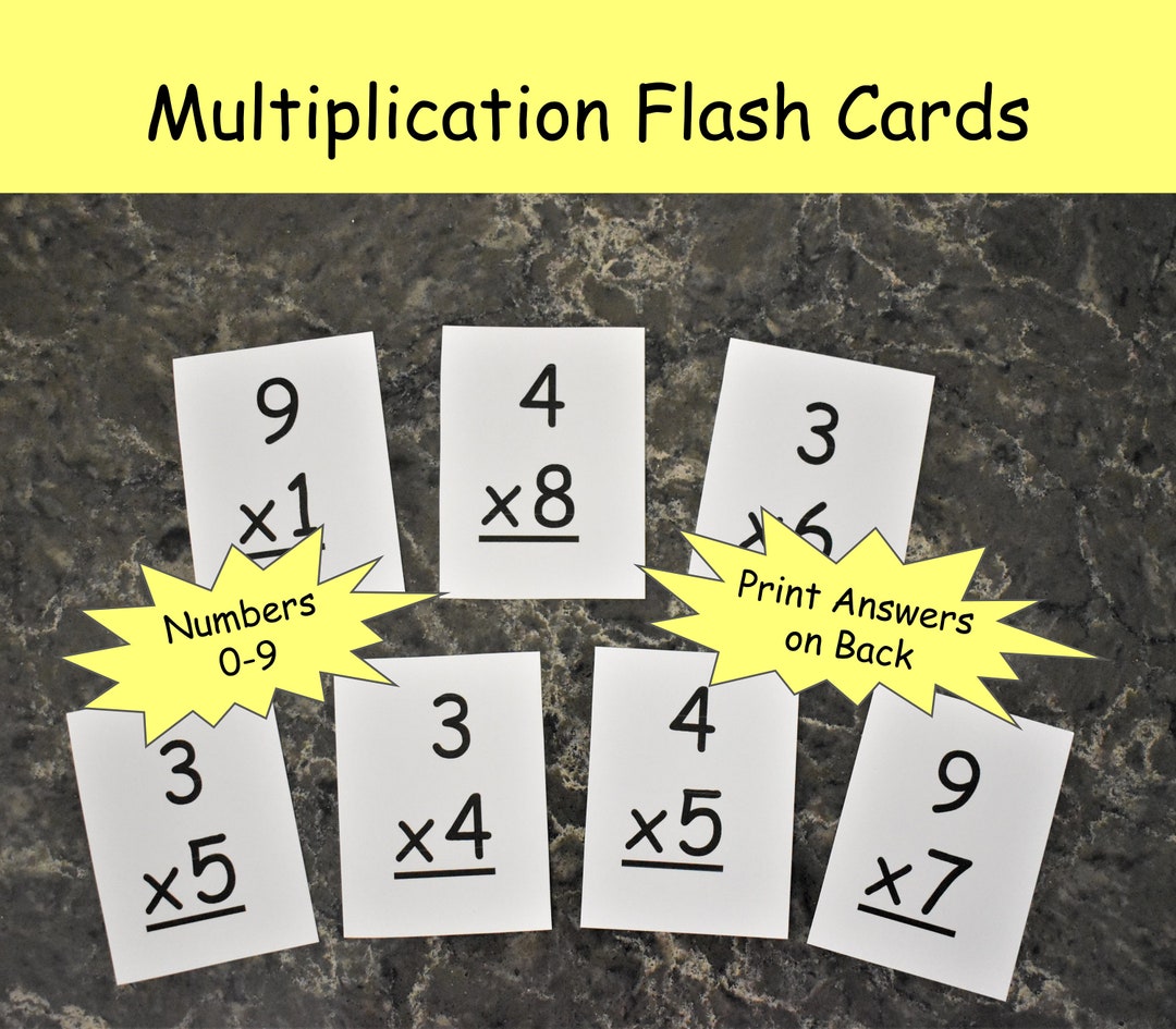 Multiplication Flash Cards Numbers 0-9 - Printable Math Facts - Around ...