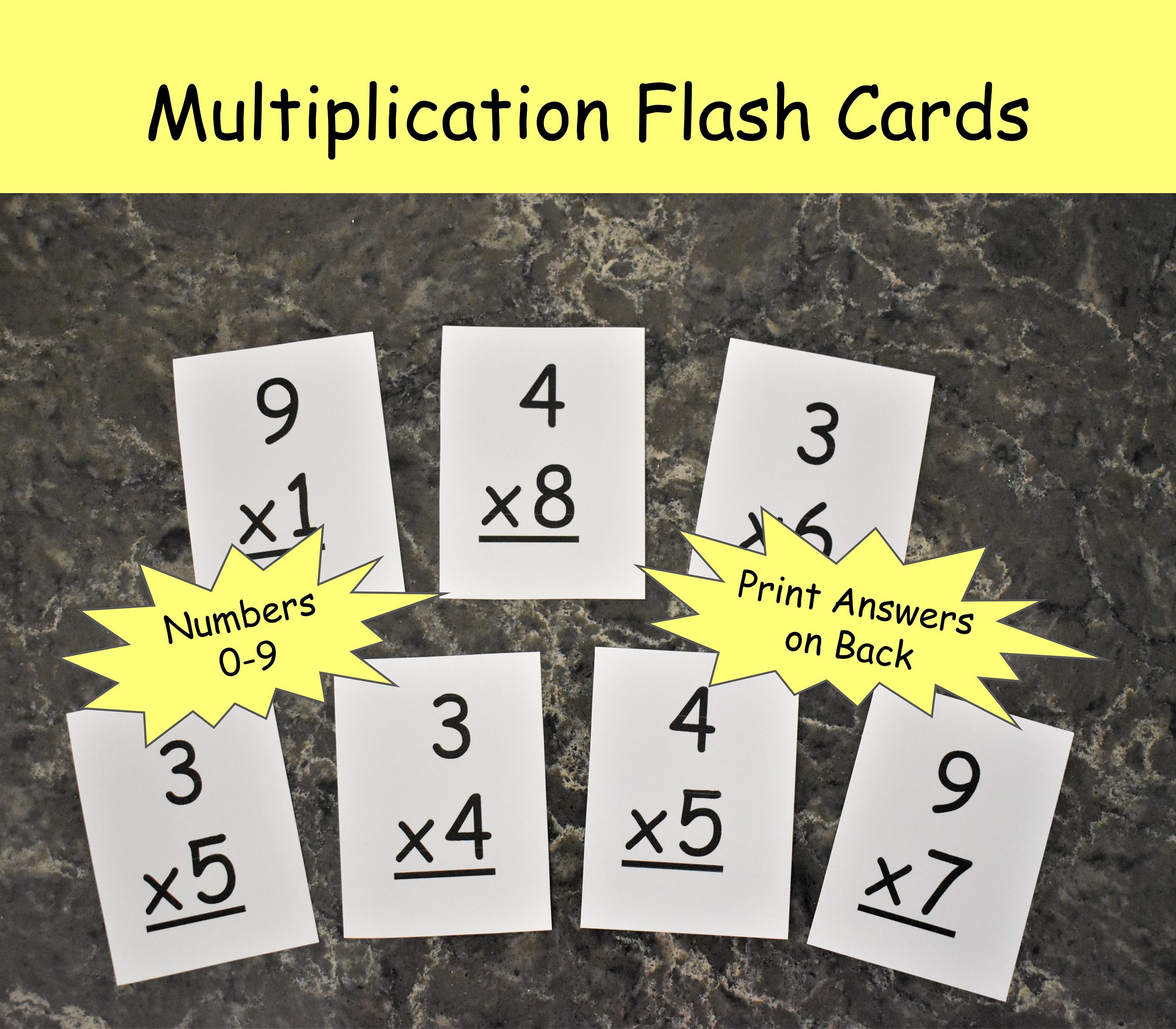 Multiplication Flash Cards Numbers 0-9 - Printable Math Facts - Around ...