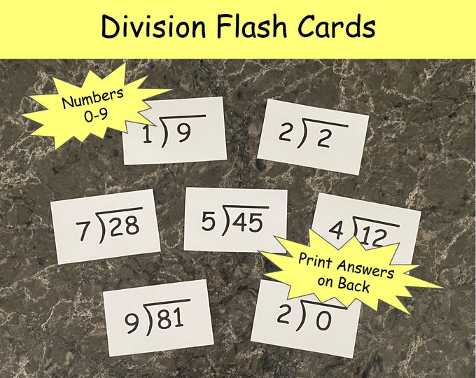 Division Flash Cards Printable, Divide by 1-12, 3rd Grade Math, 4th ...